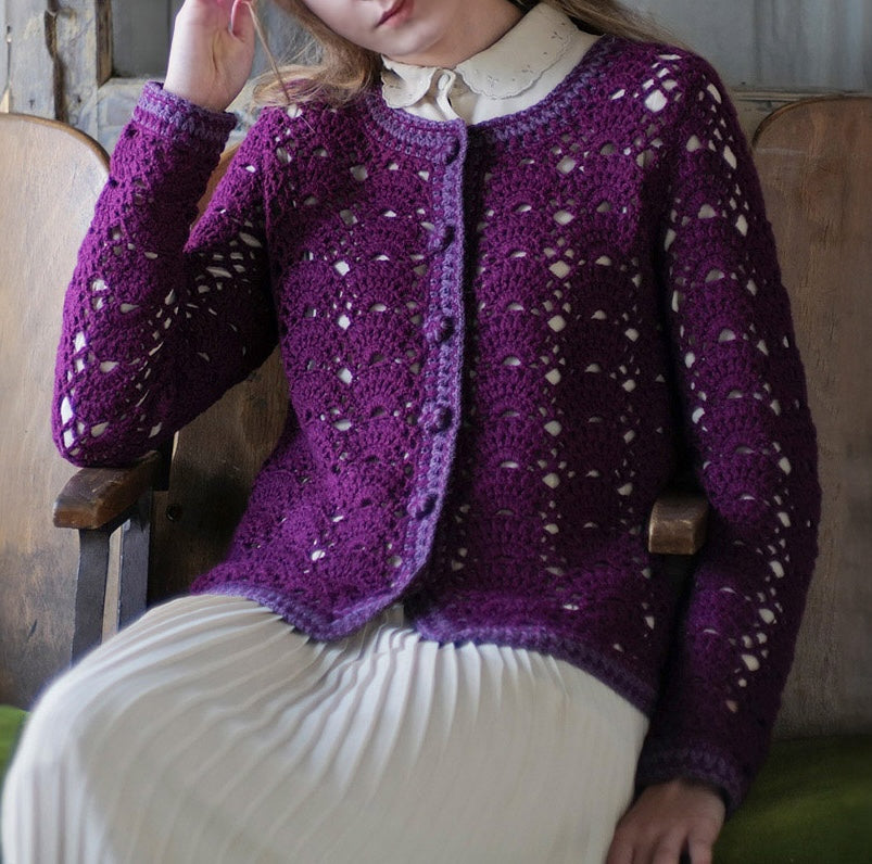 purple crochet cardigan – あみものレシピ
